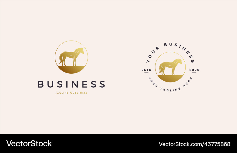 Classic horse logo is standing relaxed Royalty Free Vector