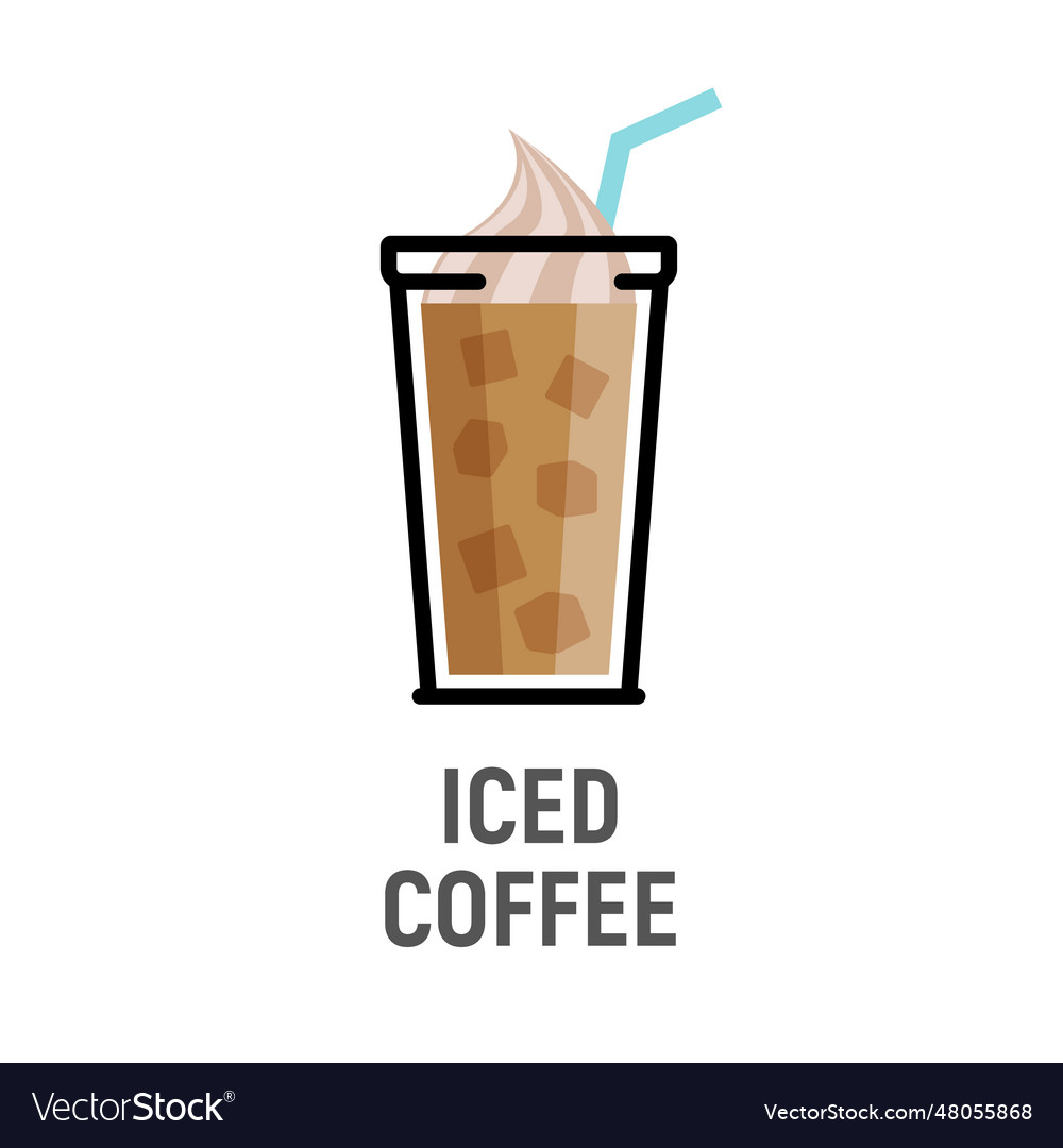 Cold coffee drink flat design icon iced coffee Vector Image