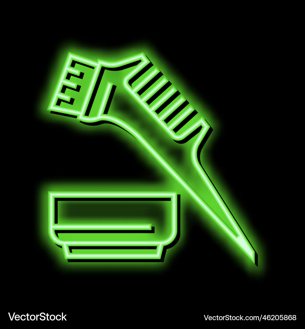 Comb and plate for keratin application neon glow Vector Image