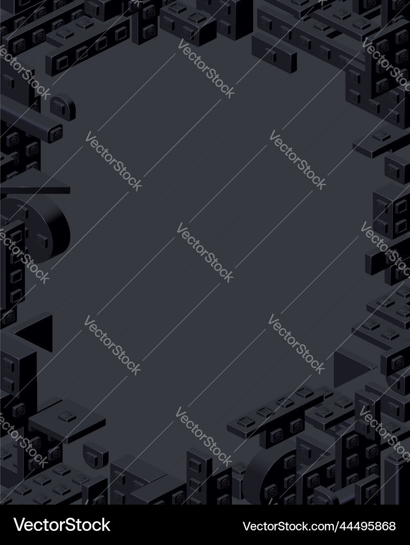Dark vertical banner made of plastic blocks Vector Image