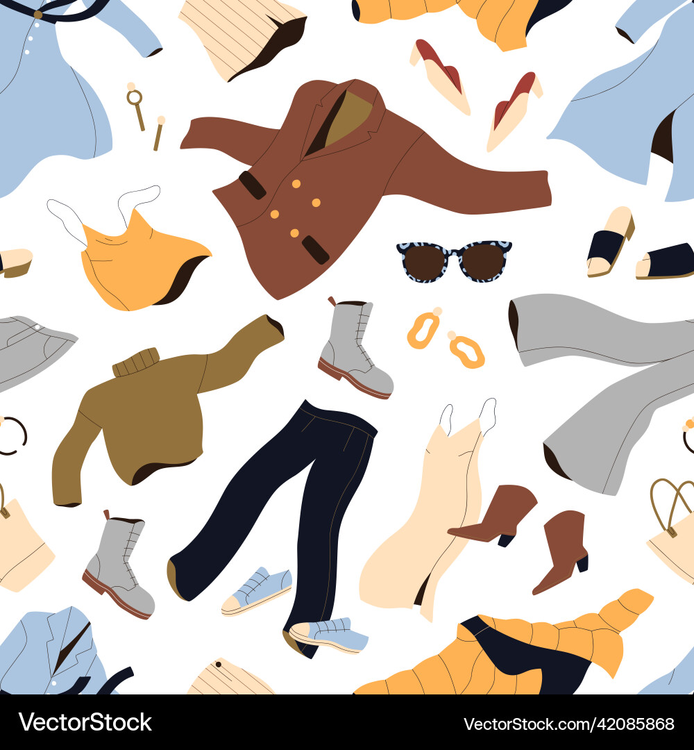 Fashion clothes pattern seamless background with Vector Image