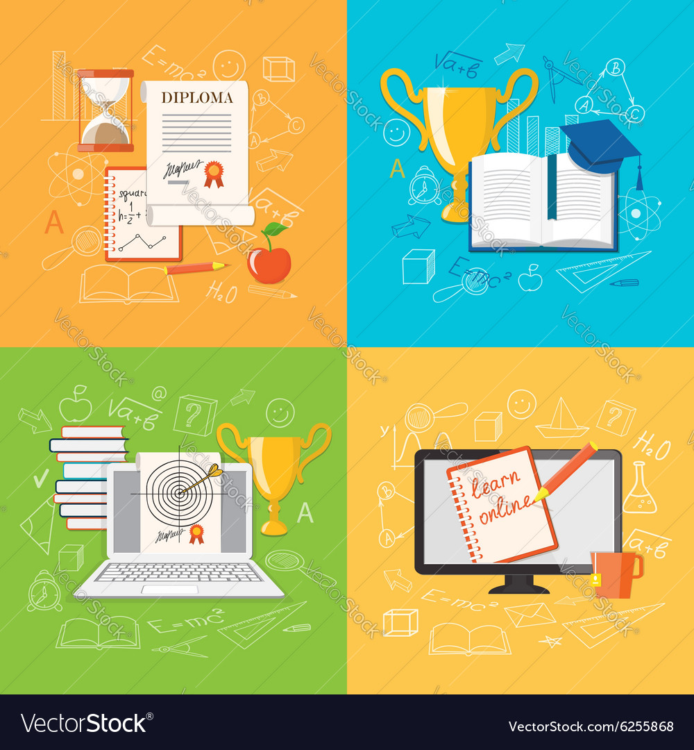 Flat elements education Royalty Free Vector Image