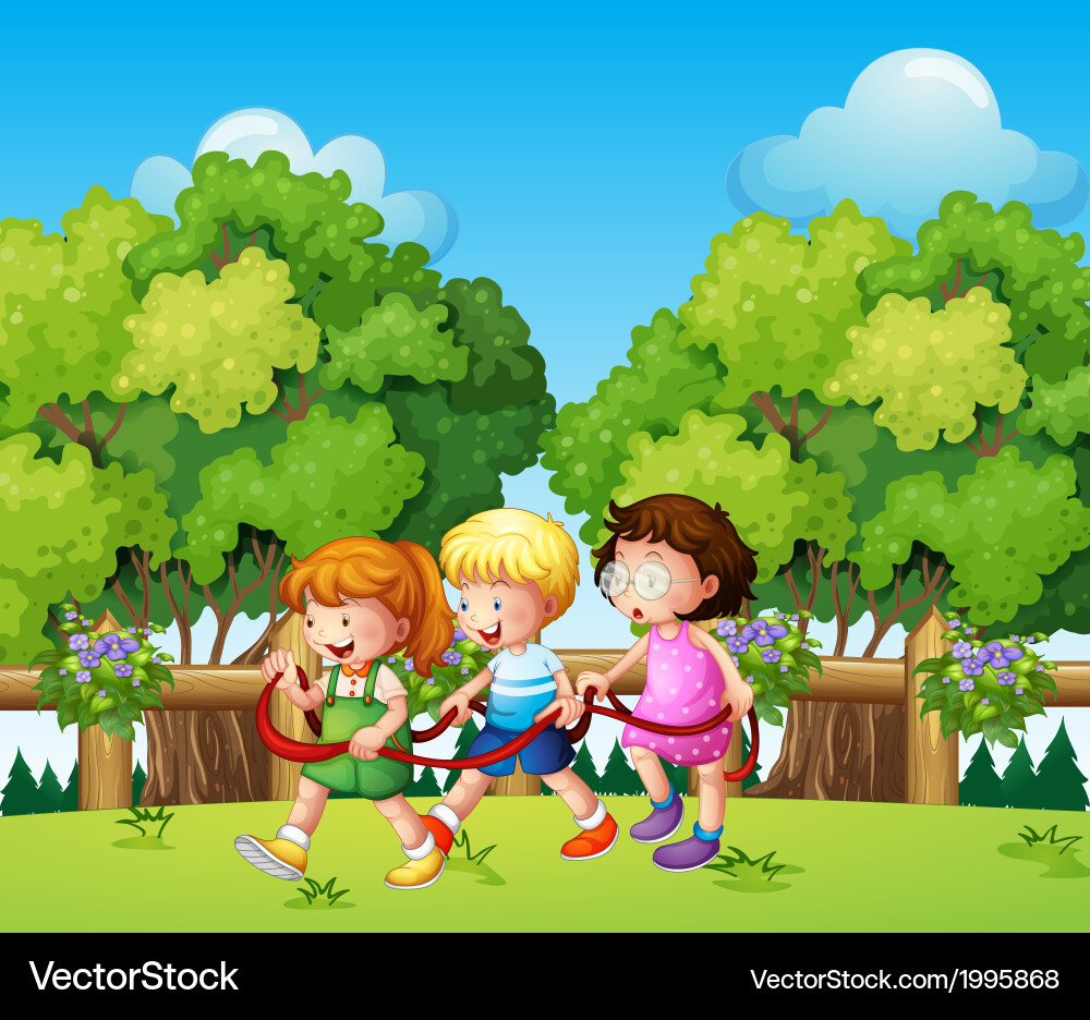 Kids playing outdoor during daytime Royalty Free Vector