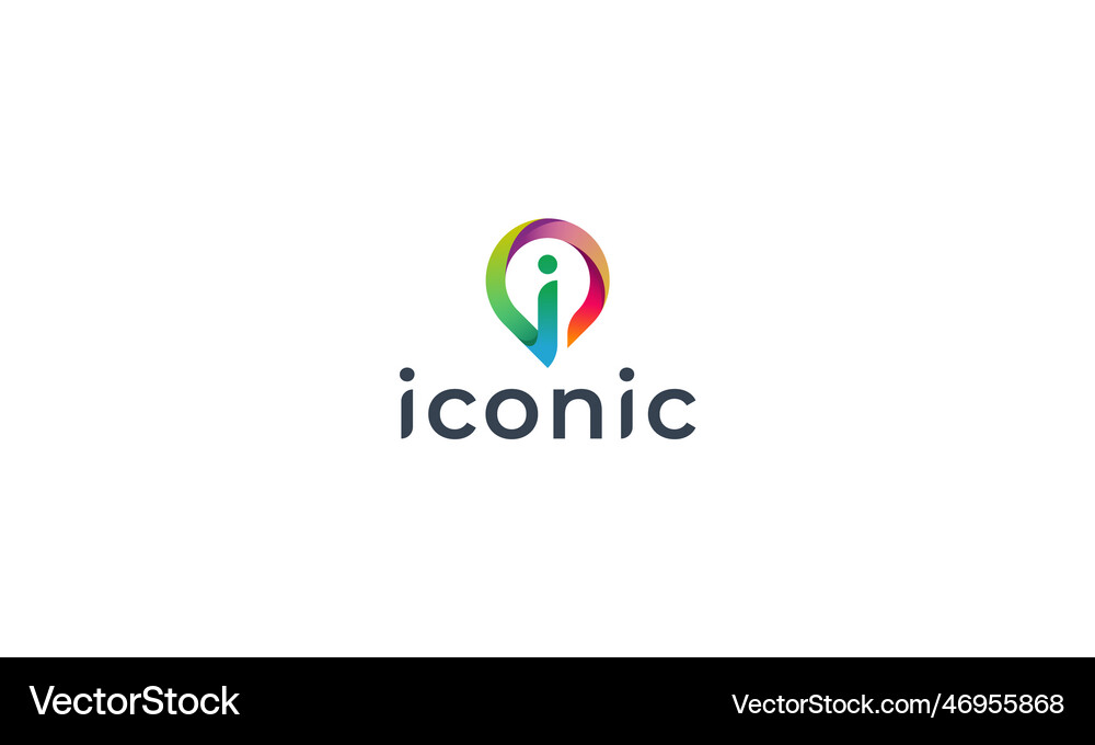 Letter i creative water drop 3d colourful logo Vector Image