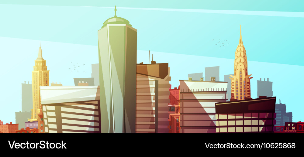 Manhattan Cityscape Background With Skyscrapers Vector Image