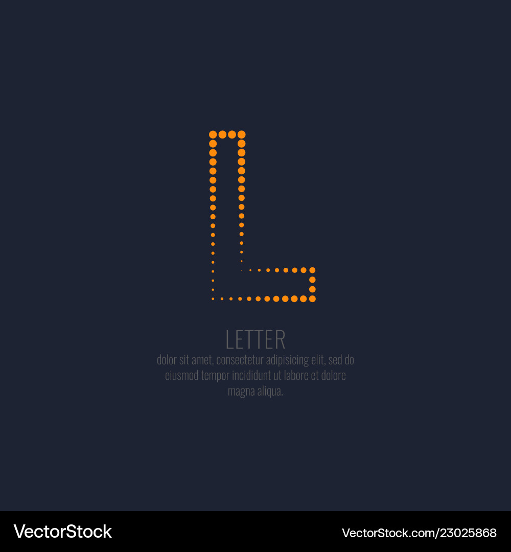 Modern dotted letter l latin alphabet Royalty Free Vector