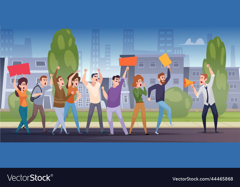 Protested background crowd with banners Royalty Free Vector