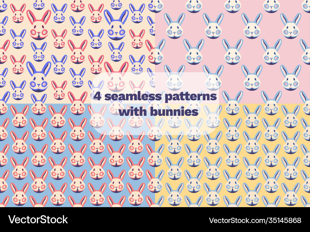 Seamless pattern with cute rabbits and bunnies Vector Image