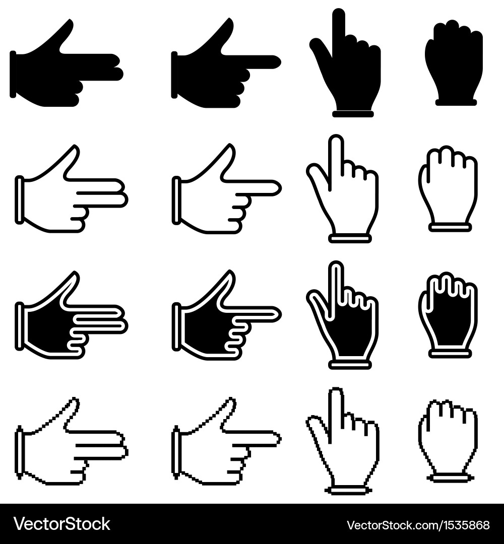 Set of hand cursor pictograms Royalty Free Vector Image