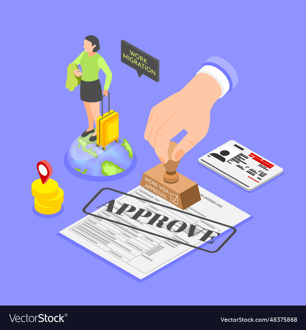 Work migration composition Royalty Free Vector Image
