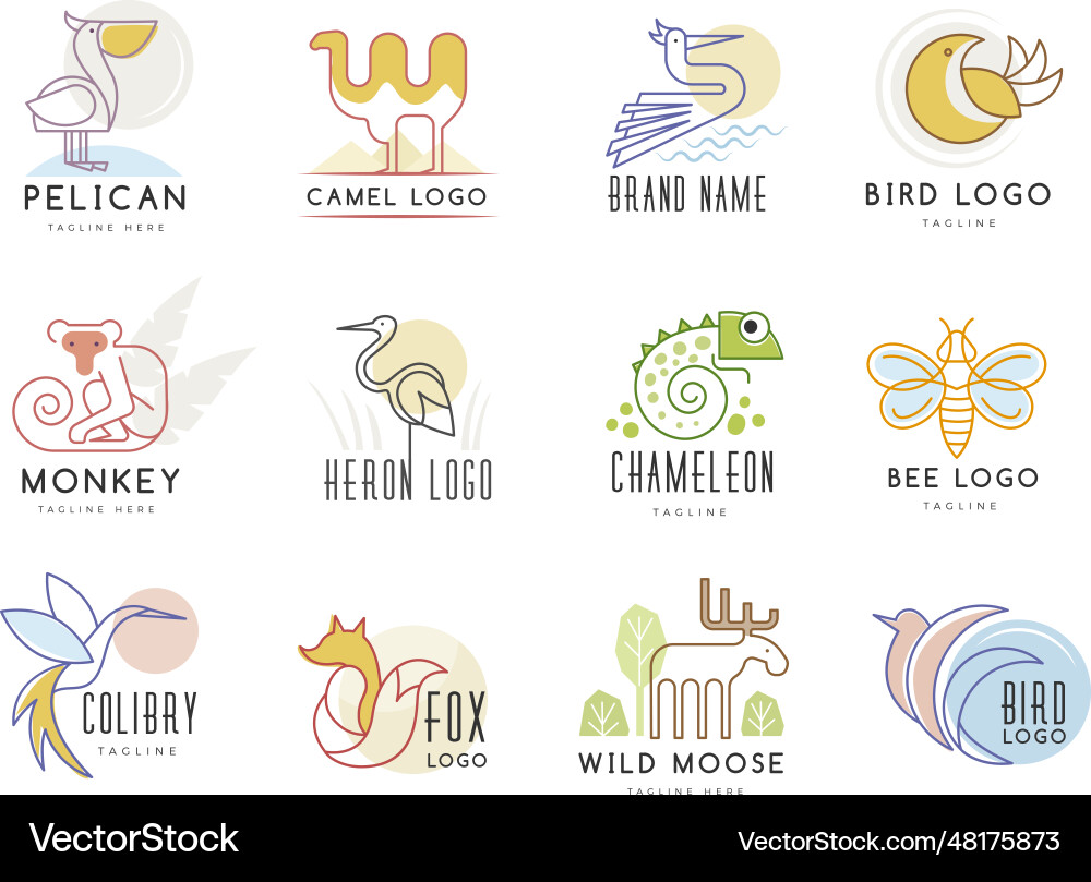 Animal logo different identity brand with various Vector Image