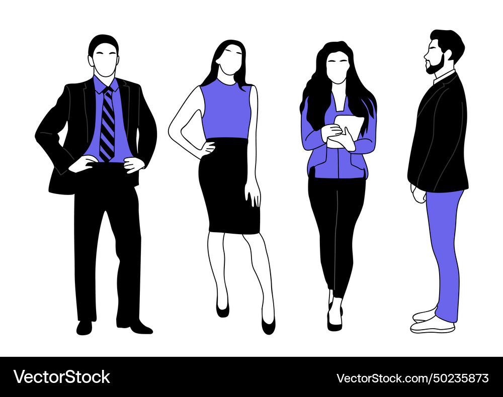 Business team members standing on white Royalty Free Vector