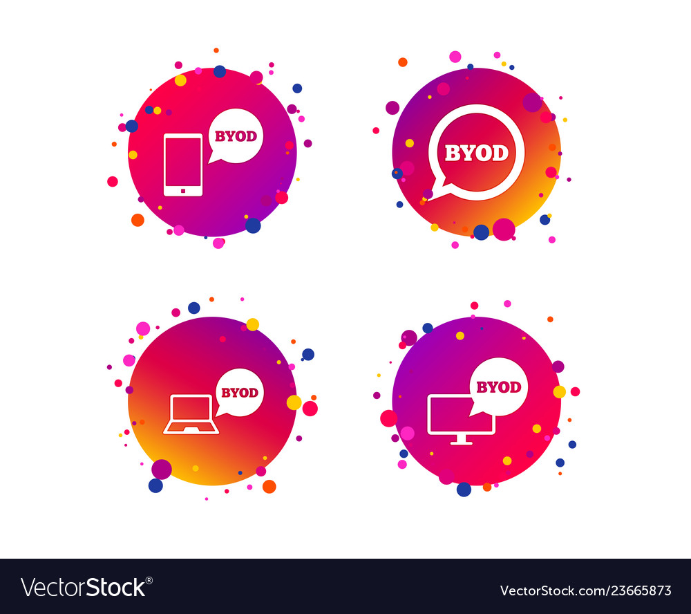 Byod signs notebook and smartphone icons Vector Image