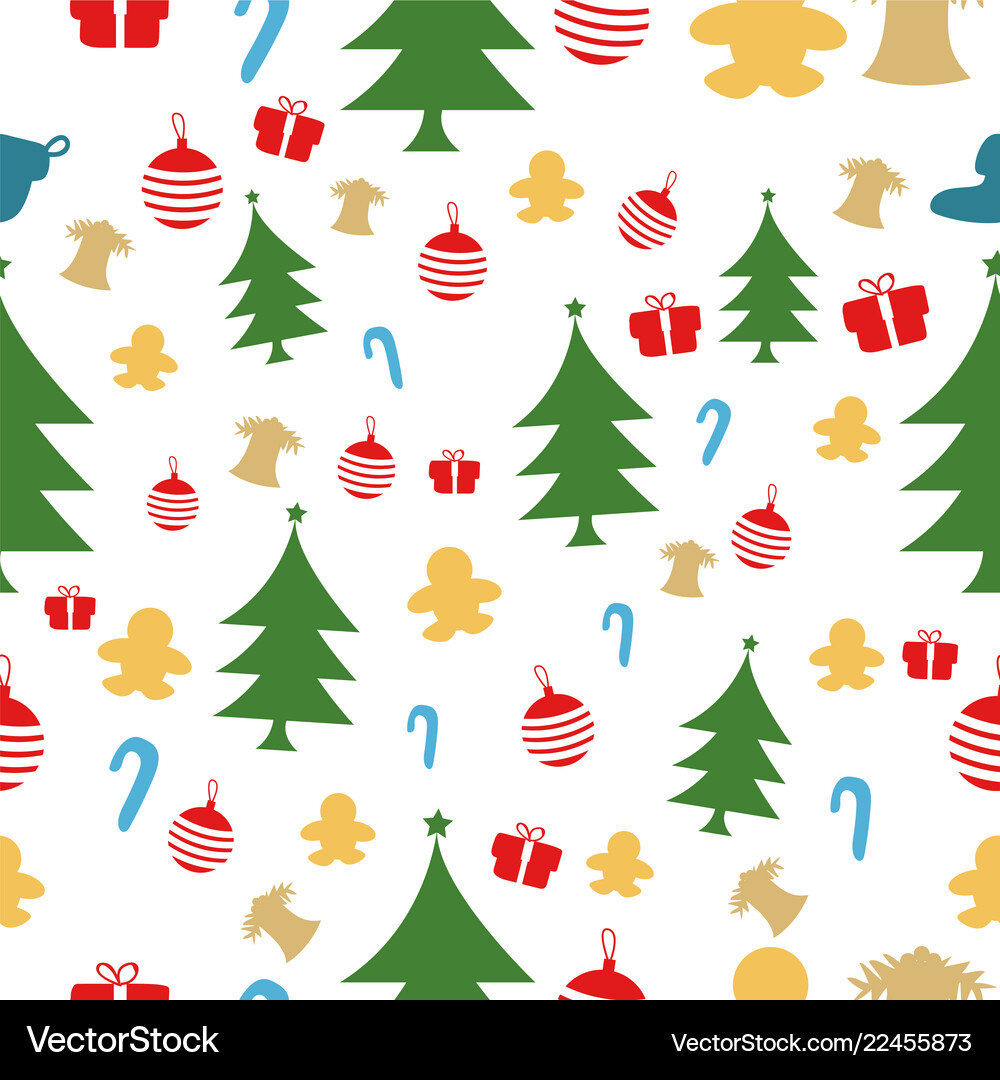 Christmas seamless pattern isolated over white Vector Image