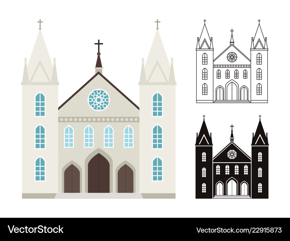 Church buildings isolated on white Royalty Free Vector Image
