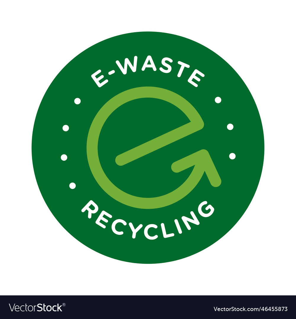 E-waste electronics recycling icon badge Vector Image