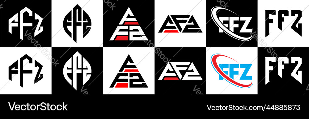 Ffz letter logo design in six style polygon Vector Image