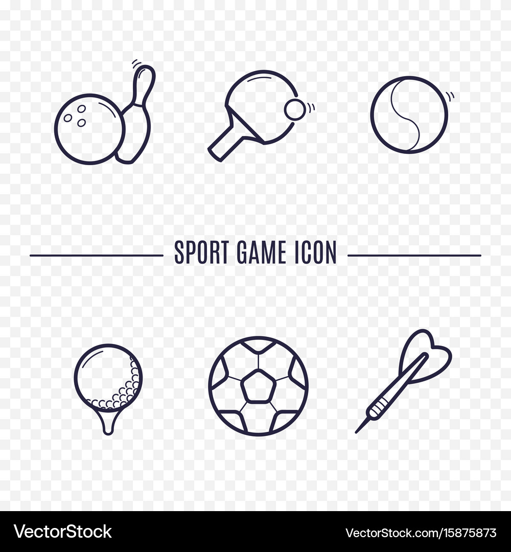 Games linear icons chess dice cards checkers Vector Image