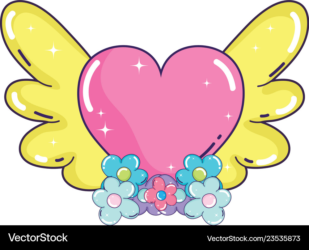 Heart love with wings Royalty Free Vector Image