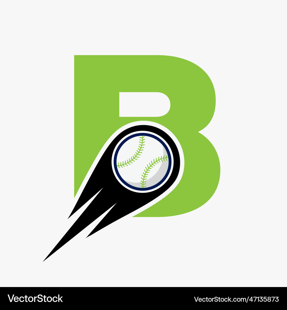 Letter b baseball logo concept with moving Vector Image