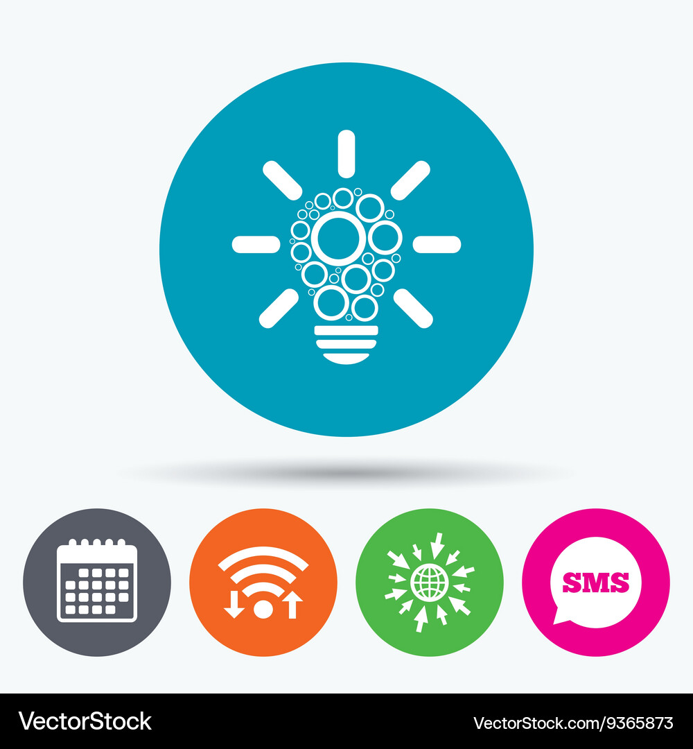 Light lamp sign icon bulb with circles symbol Vector Image