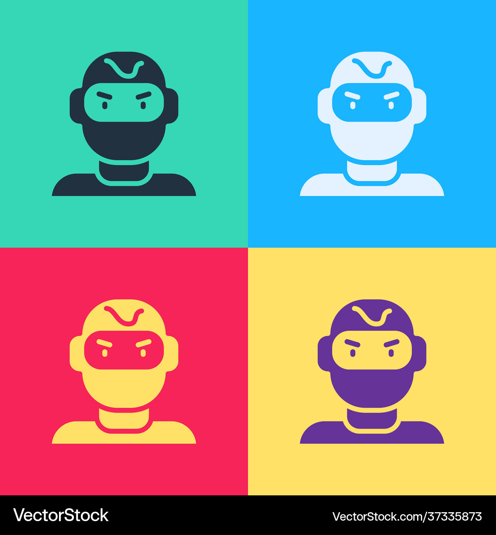 Pop art thief mask icon isolated on color Vector Image