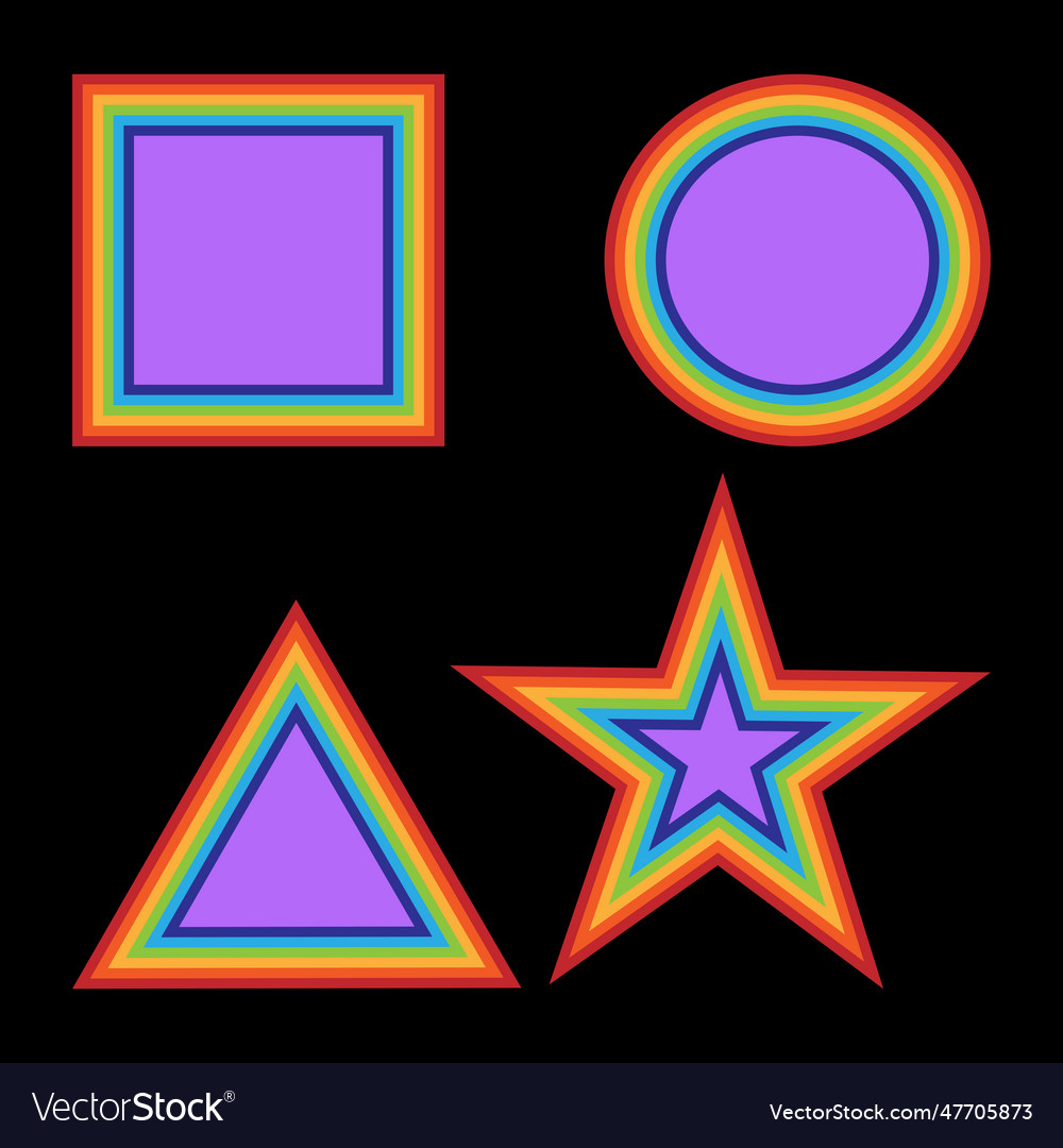 Rainbow geometric shapes shapes on a black Vector Image