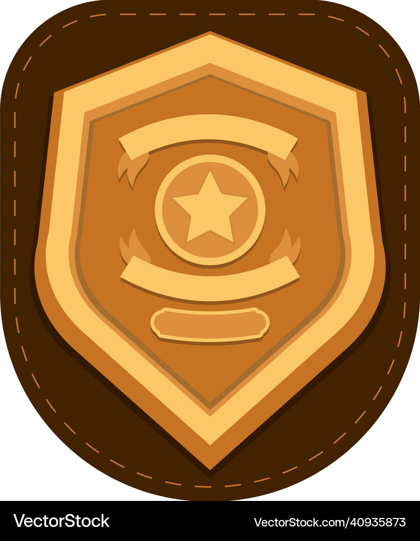 Sheriff badge golden shield with star icon flat Vector Image