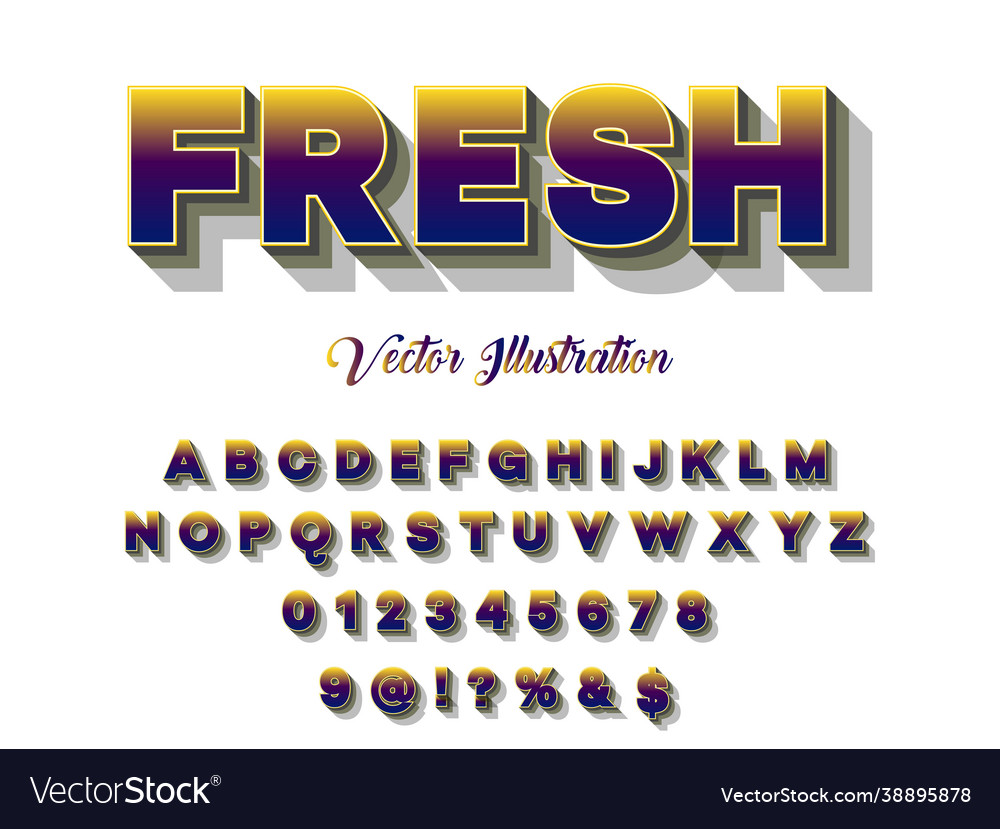 3d fonttypefacescriptshadow effecthandcrafted Vector Image