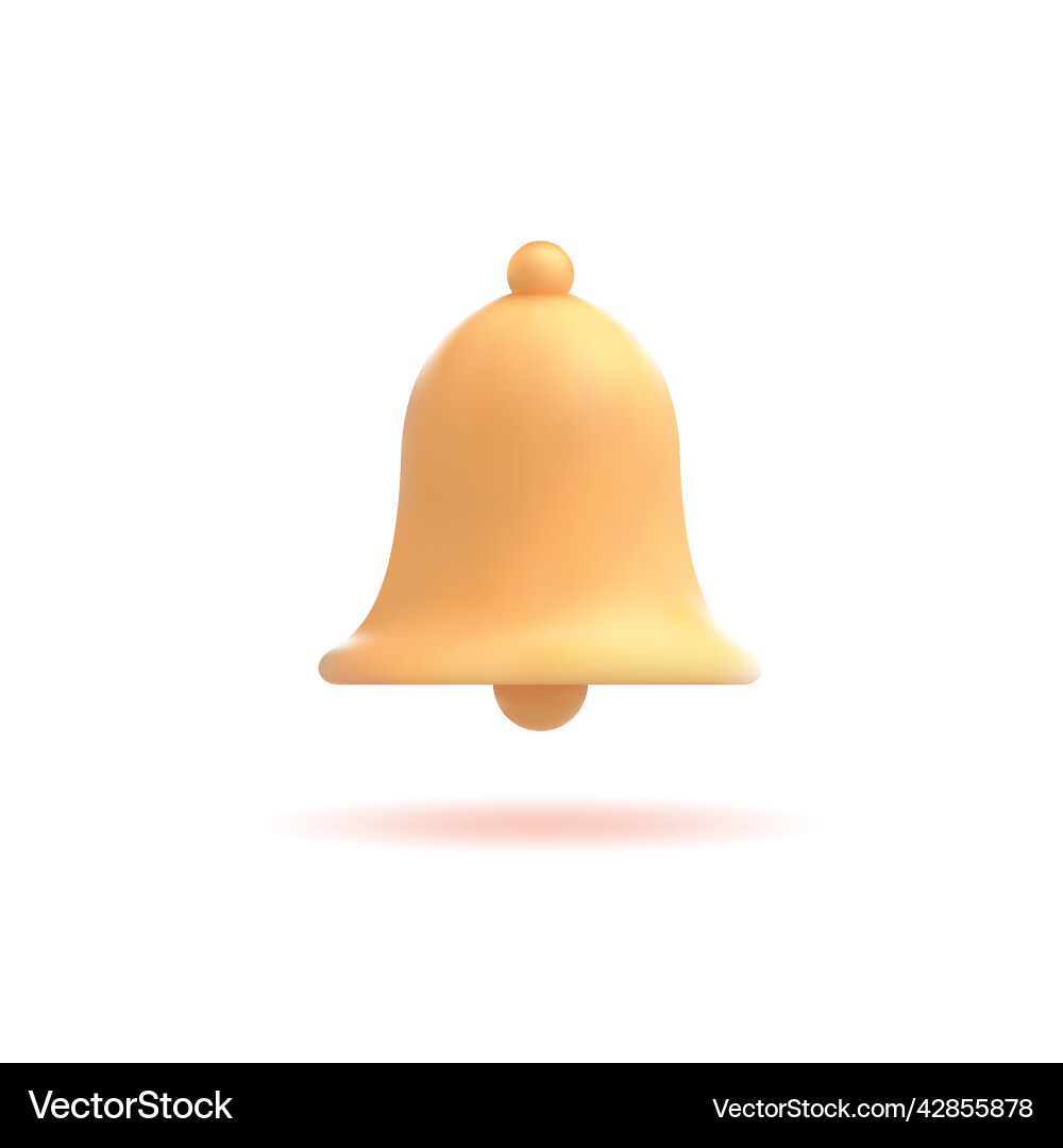 3d notification bell social media icon alert Vector Image