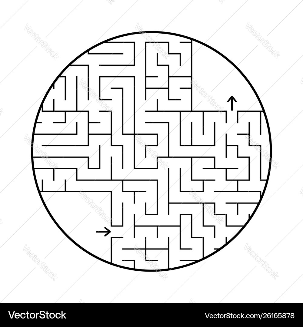 A round labyrinth with an entrance and an exit Vector Image