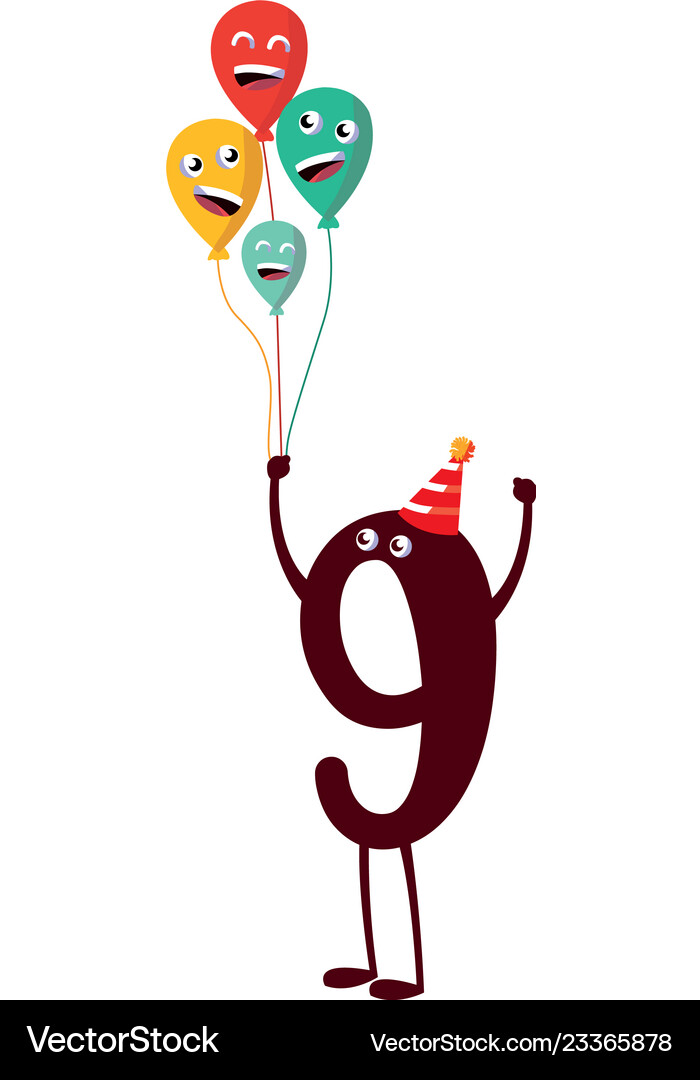 Cartoon number nine design Royalty Free Vector Image