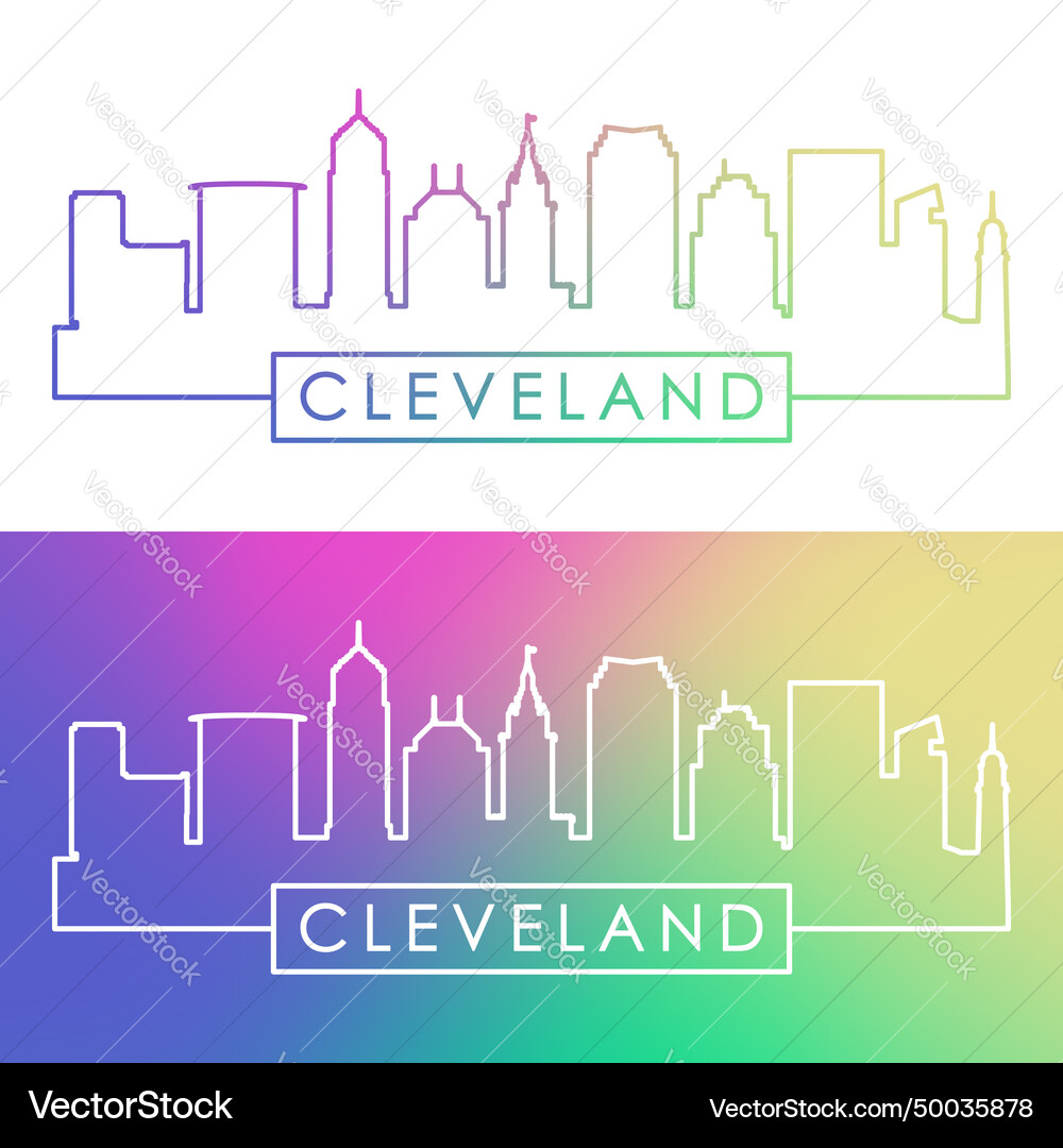 Cleveland skyline colorful linear style single Vector Image
