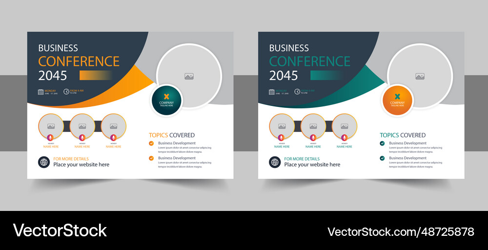 Corporate horizontal business conference flyer Vector Image