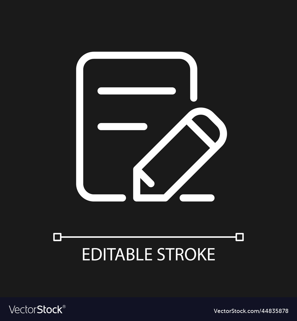 Edit Text Pixel Perfect White Linear Ui Icon For Vector Image