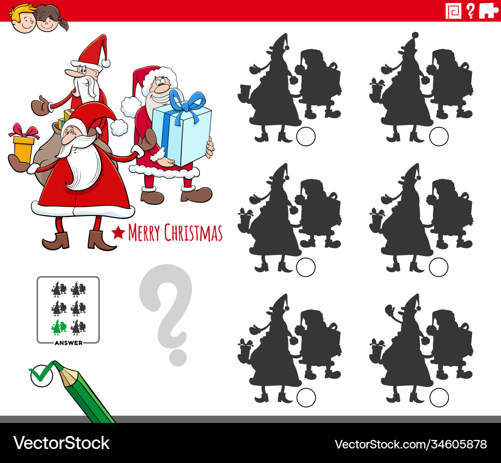 Educational shadows game with children characters Vector Image