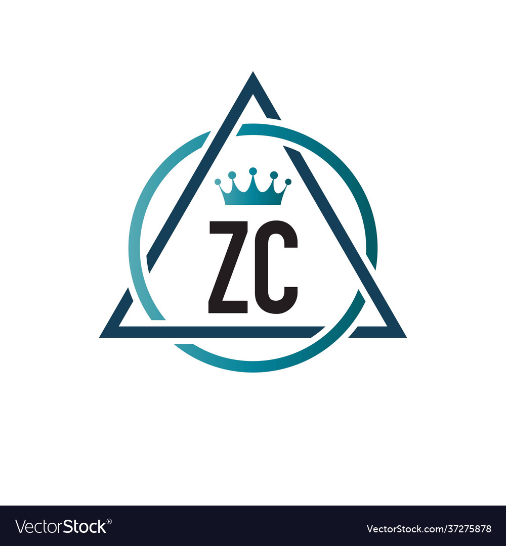 Initial letter zc circle triangle logo design Vector Image