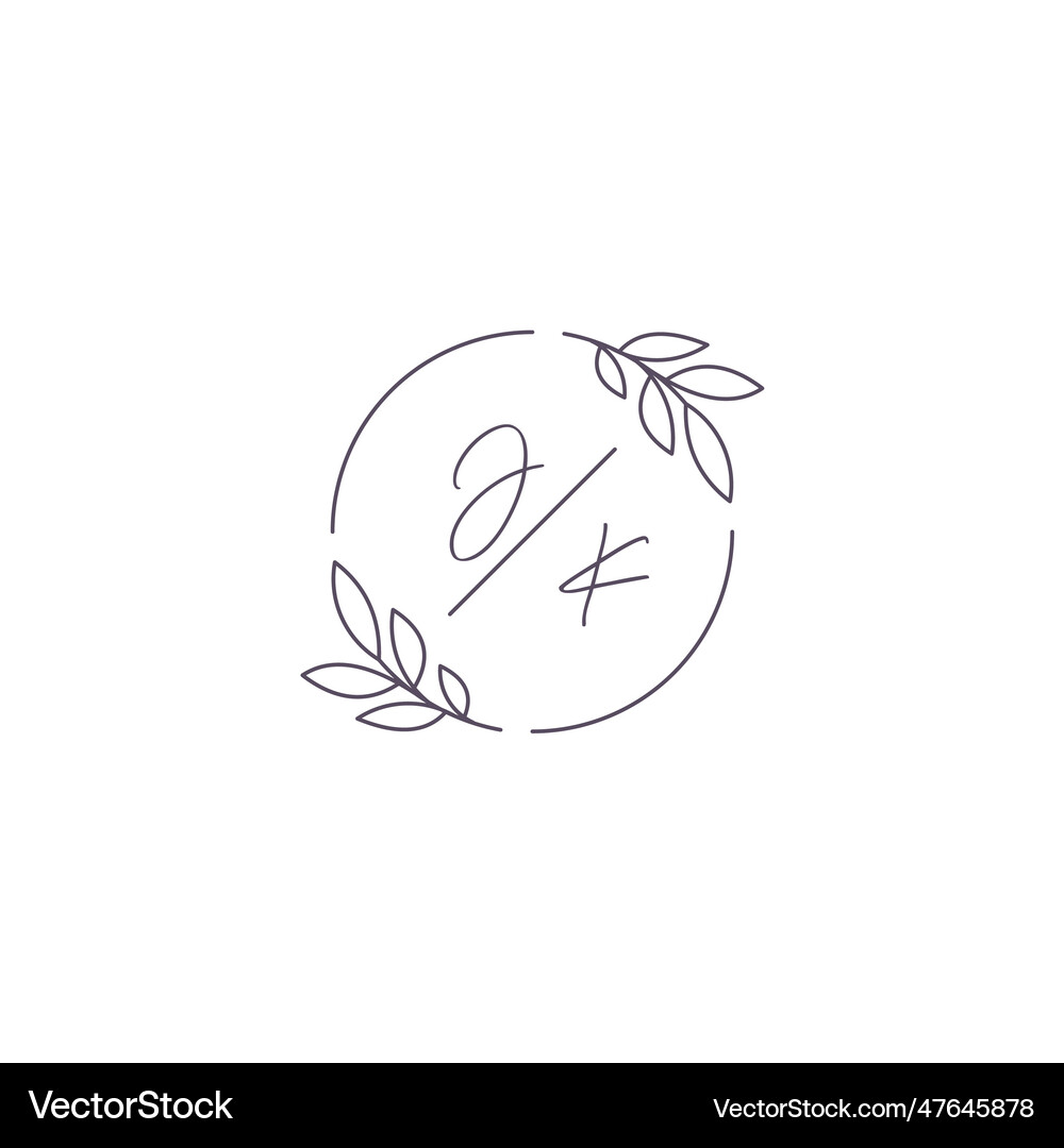 Initials jk monogram wedding logo with simple Vector Image