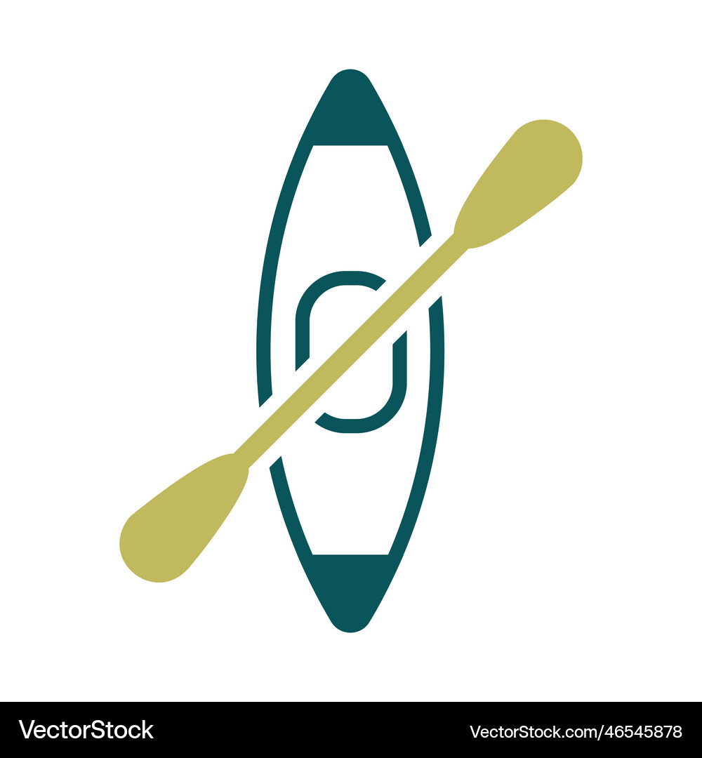Kayak with paddle icon camping sign Royalty Free Vector