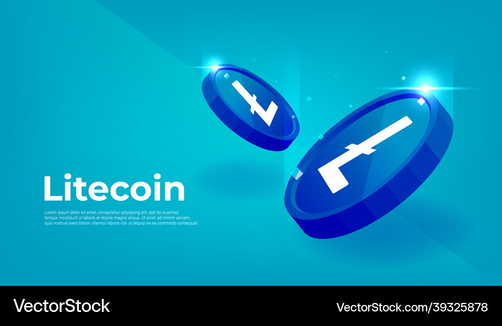 Litecoin ltc banner coin cryptocurrency Royalty Free Vector