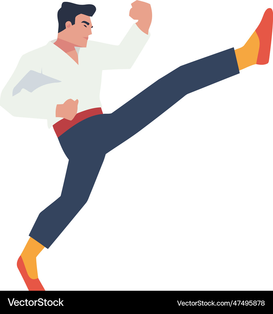 Male karate kicks in competition Royalty Free Vector Image