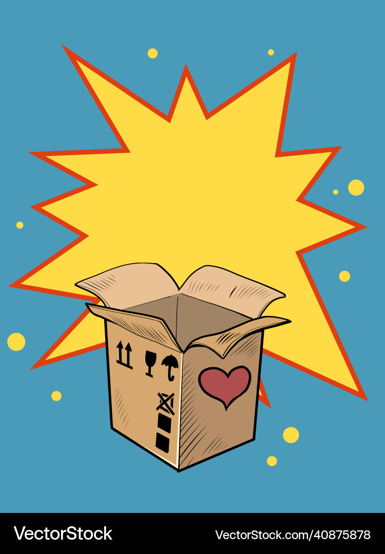 Open empty box valentine surprise greeting love Vector Image