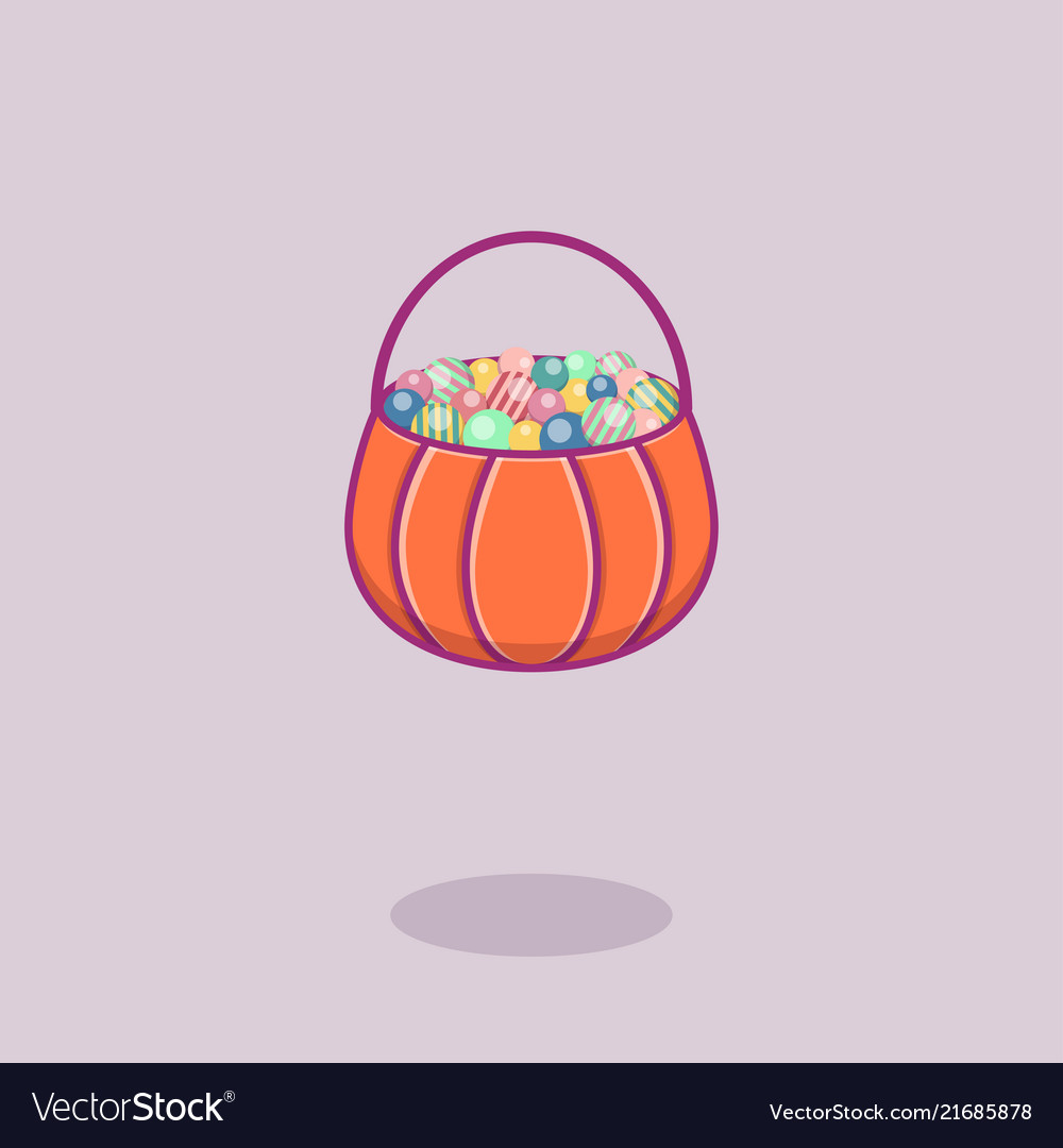Pumpkin with candies in flat style for halloween Vector Image