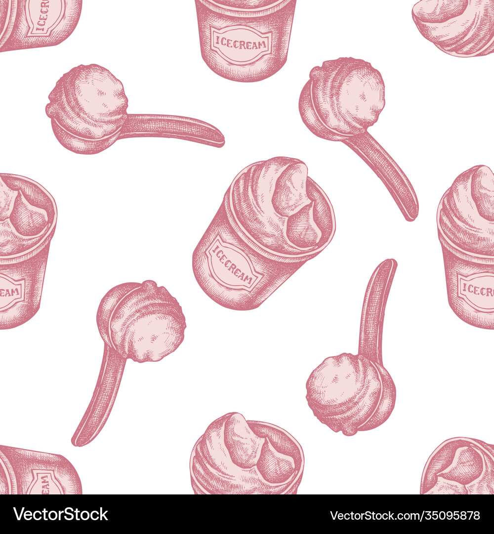 Seamless pattern with hand drawn pastel ice cream Vector Image