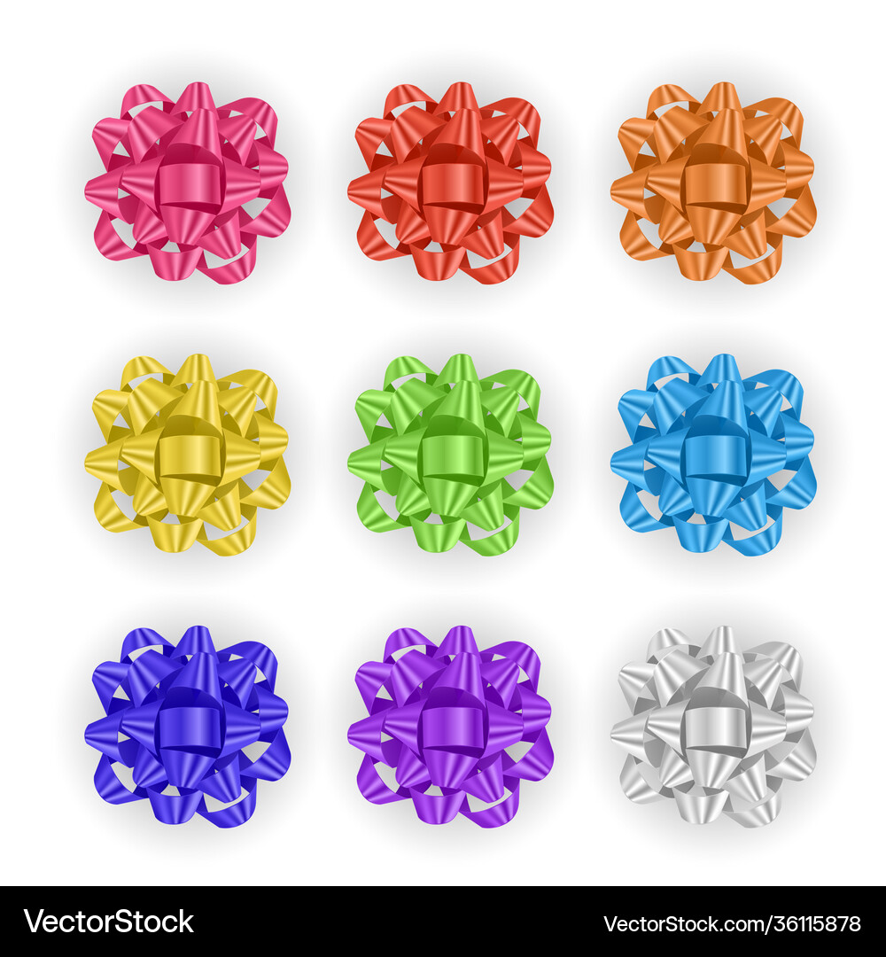 Set gift ribbons with colorful bow Royalty Free Vector Image