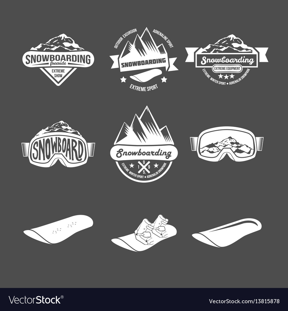 Set of snowboarding badges Royalty Free Vector Image