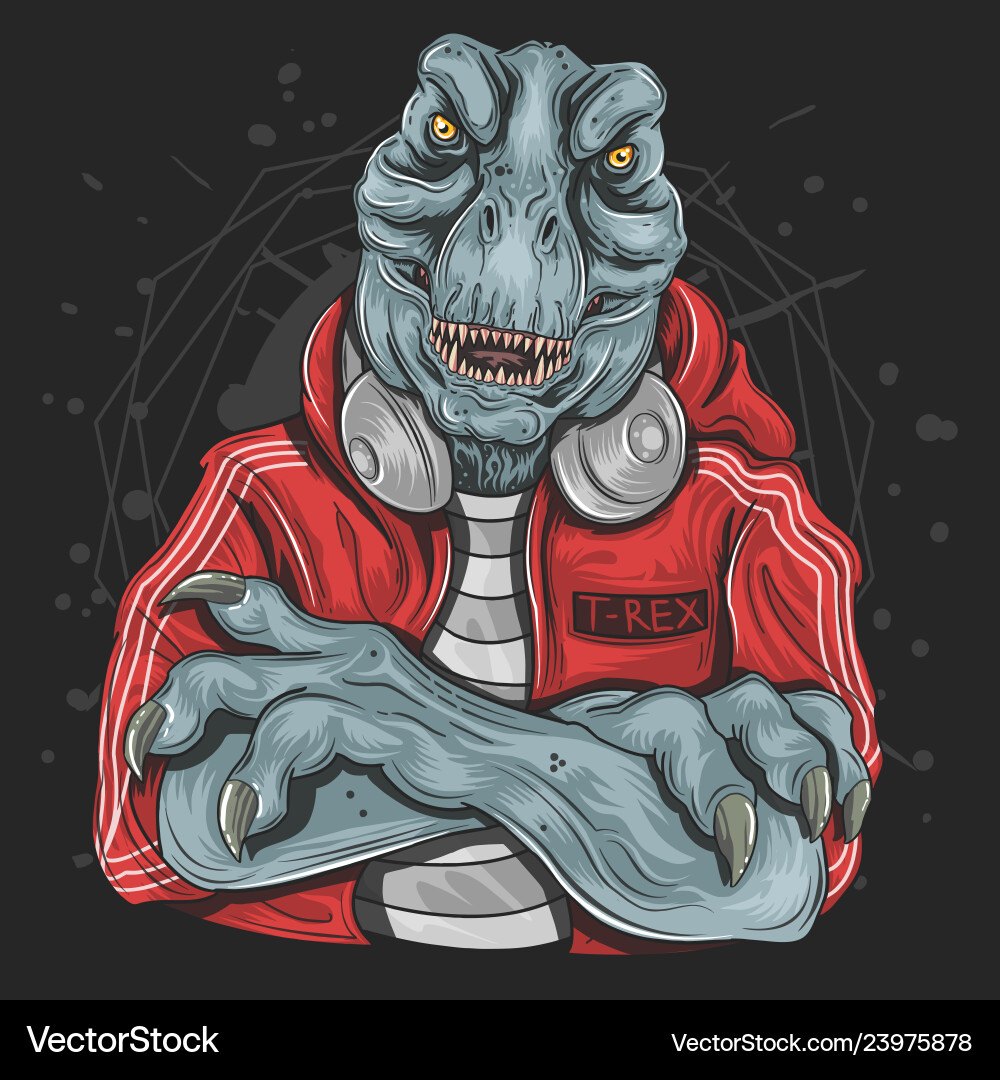 T rex dj music Royalty Free Vector Image - VectorStock