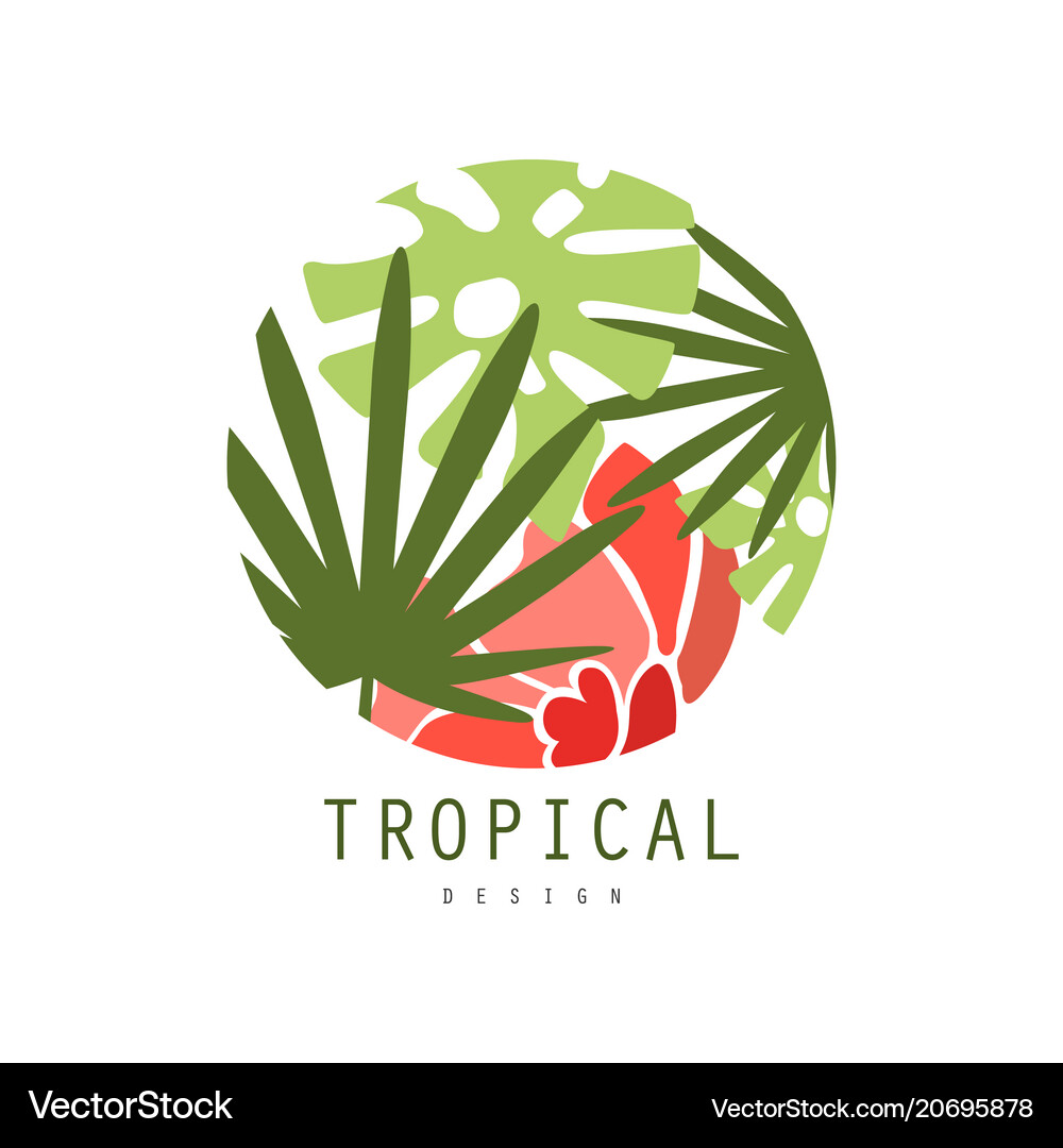 Tropical logo template design round badge Vector Image