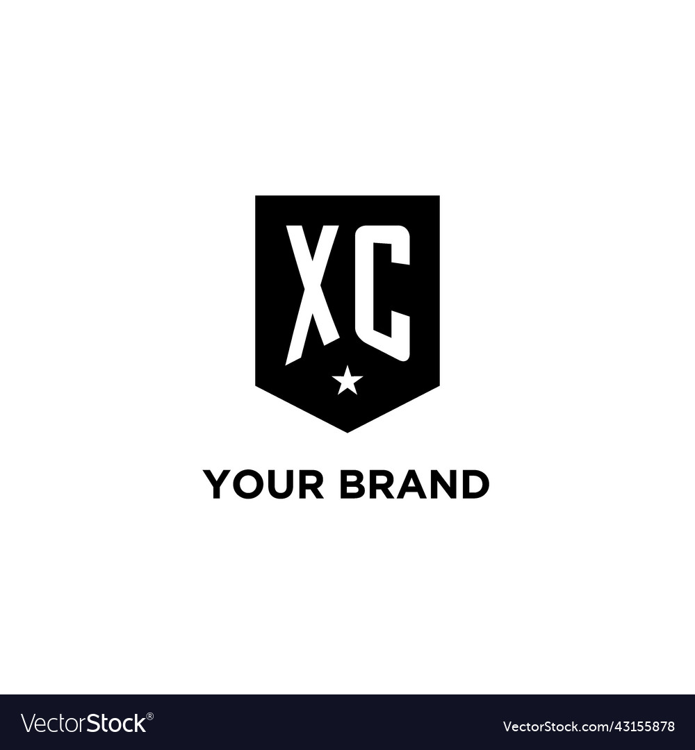 Xc monogram initial logo with geometric shield Vector Image
