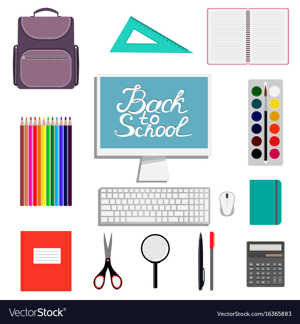 Back to school design set supplies Royalty Free Vector Image